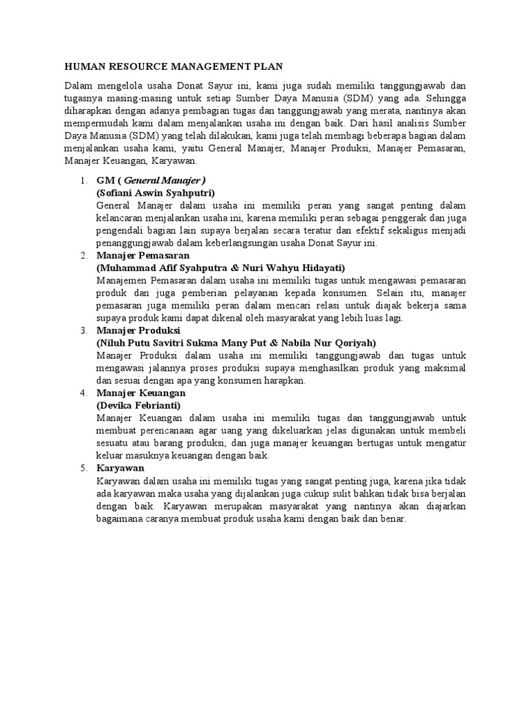 Human Resource Management Plan | PDF Human Resource Management Plan | PDF