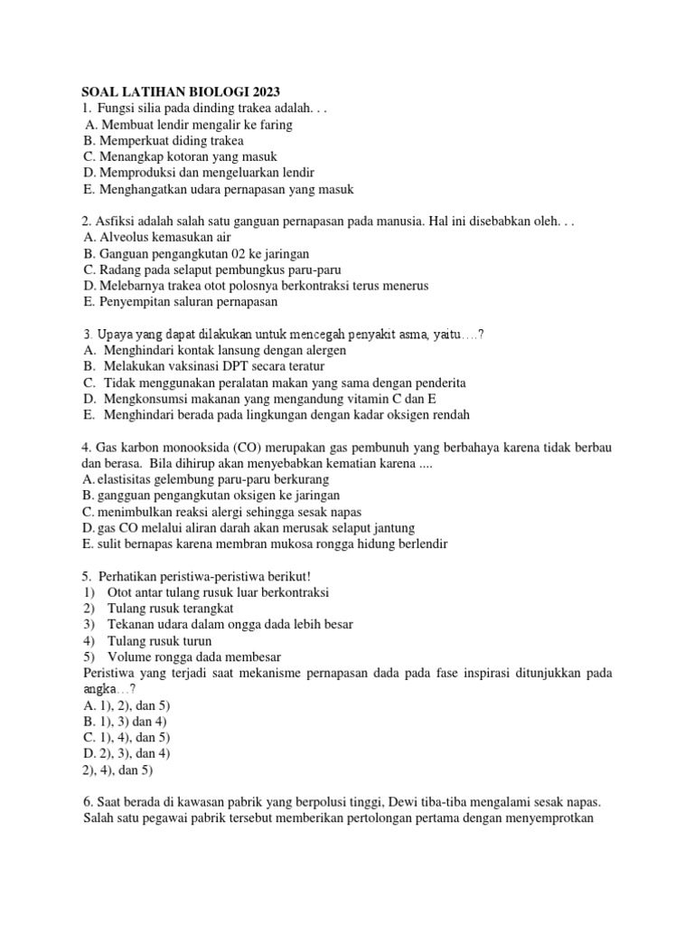 Soal Latihan Biologi 2023 | PDF
