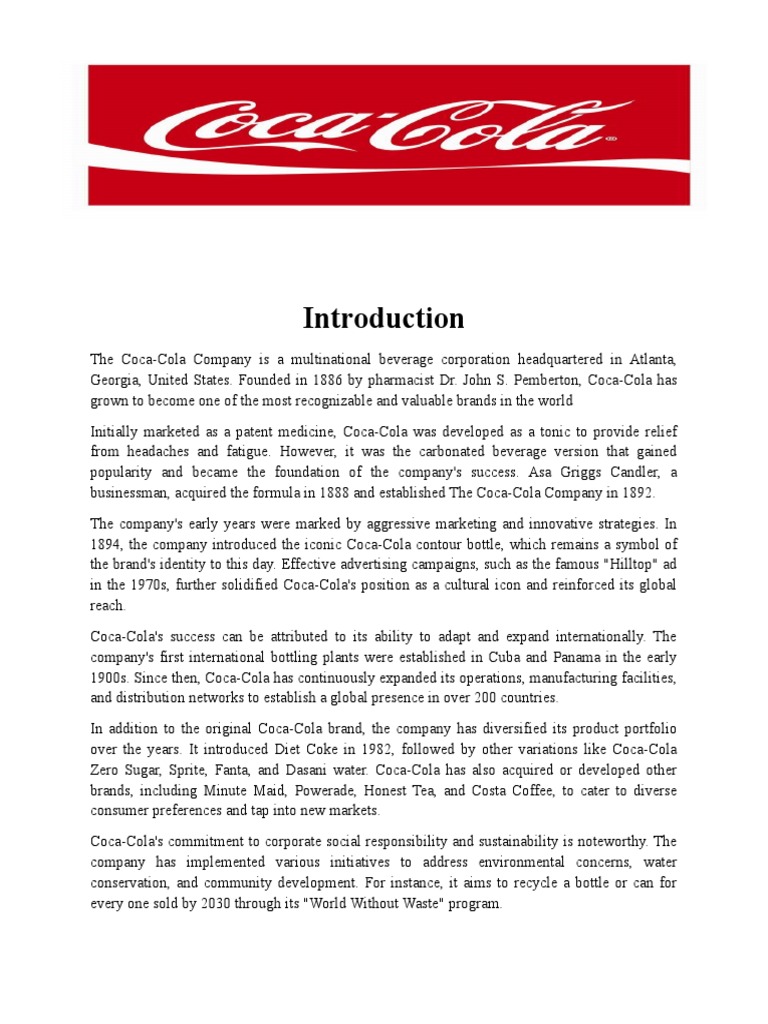 Introduction | Download Free PDF | The Coca Cola Company | Coca Cola