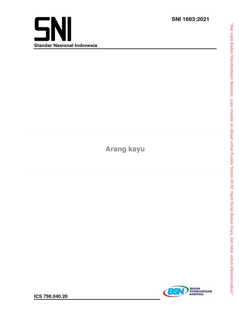 SNI 1683 2021 Arang Kayu | PDF