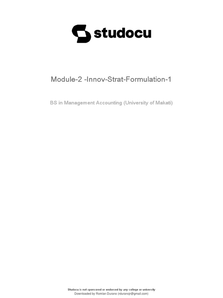 Module 2 Innov Strat Formulation 1 | PDF | Strategic Management | Competitive Advantage