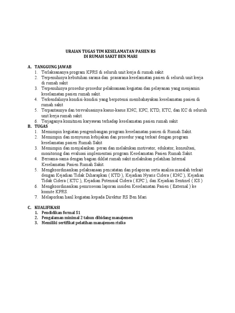 Uraian Tugas Manajer PPRS | PDF