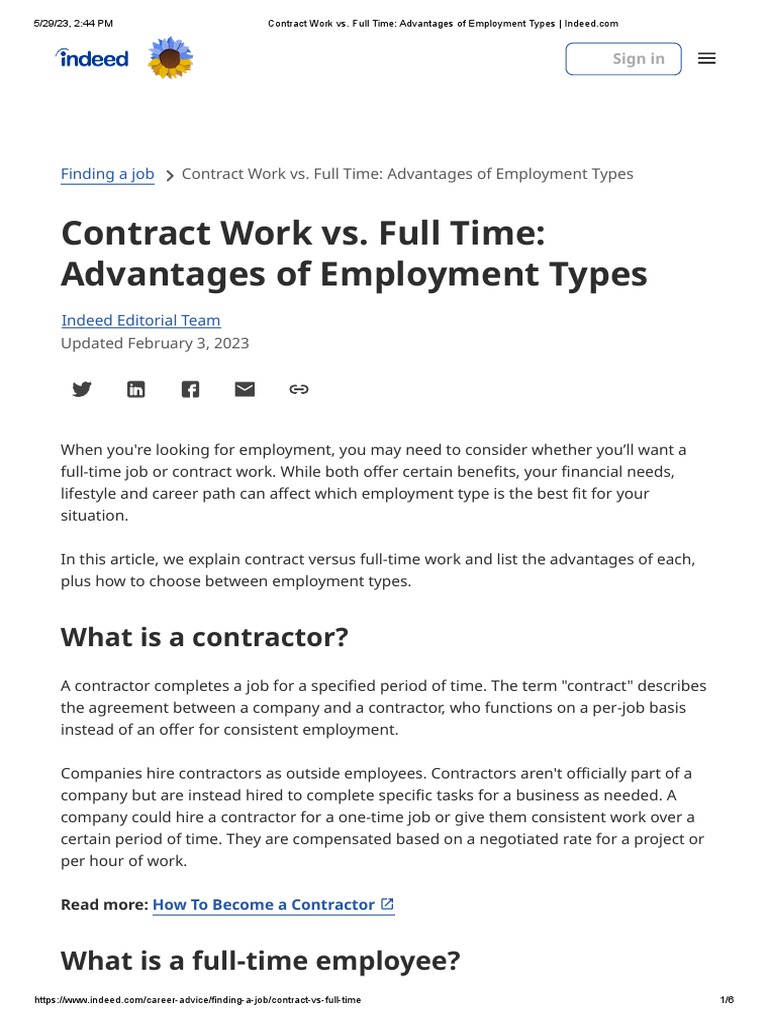 Contract vs. Full-Time Employment Guide | PDF | Employment | Economies