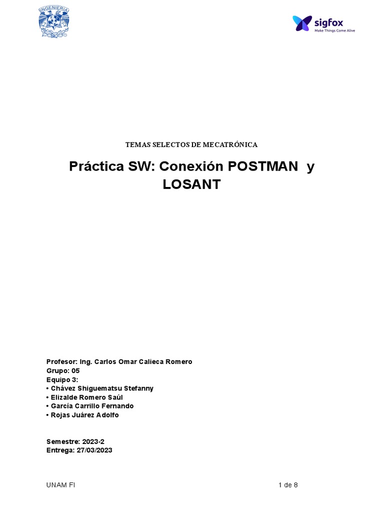 Práctica - Conexión POSTMAN y LOSANT | PDF | Desarrollo de software | Gestión de tecnología de ...