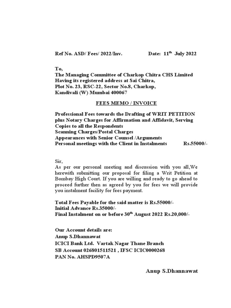 Proforma cum Invoice for Society | PDF