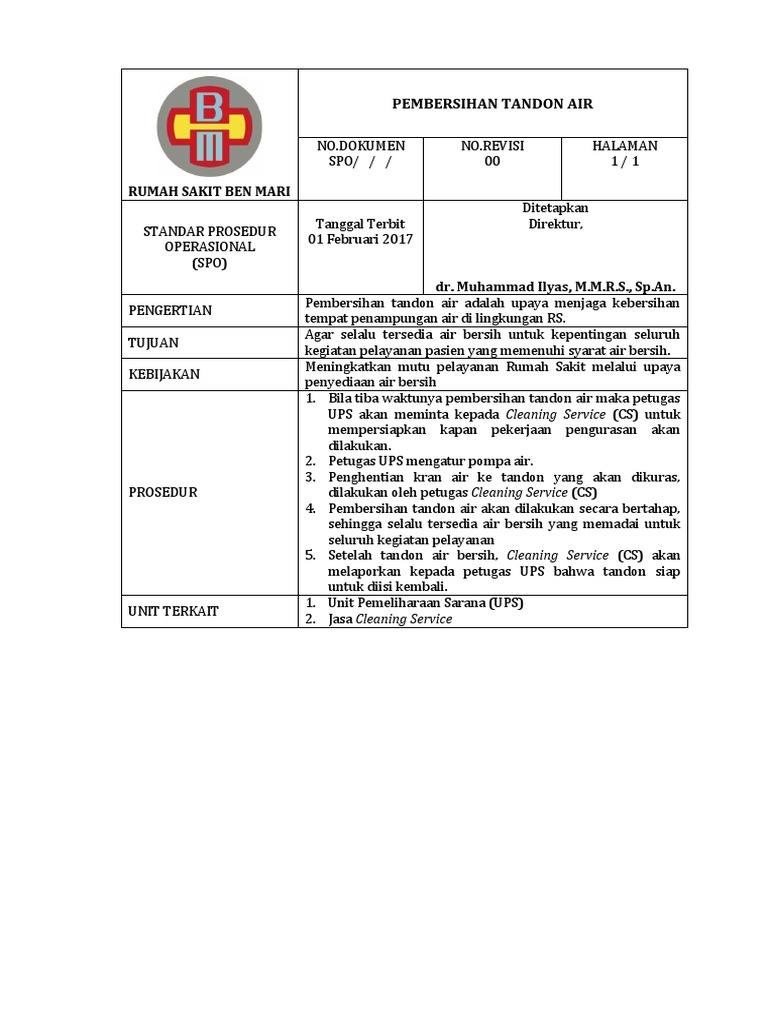 SPO Pembersihan Tandon Air | PDF