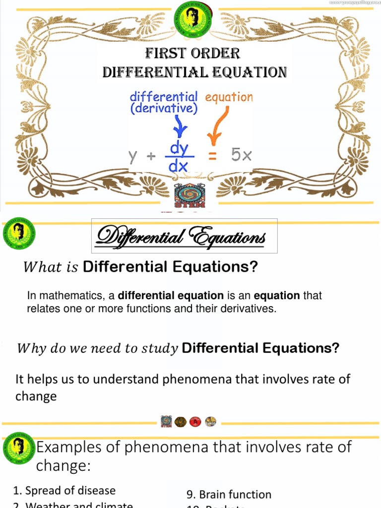 First Order Differential Equation | PDF | Differential Equations ...