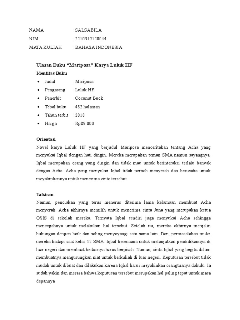 Ulasan Buku Bahasa Indonesia | PDF