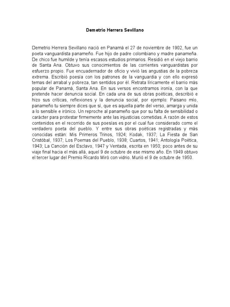 Biografía de Demetrio Herrera Sevillano | PDF