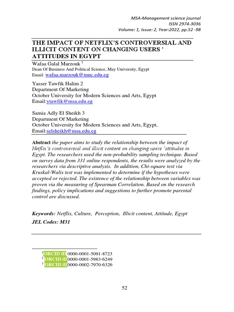 Netflix's Illicit Content Impact in Egypt | PDF | Attitude (Psychology ...