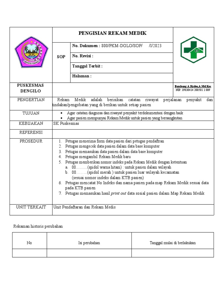 Sop Pengisian Rekam Medik | PDF