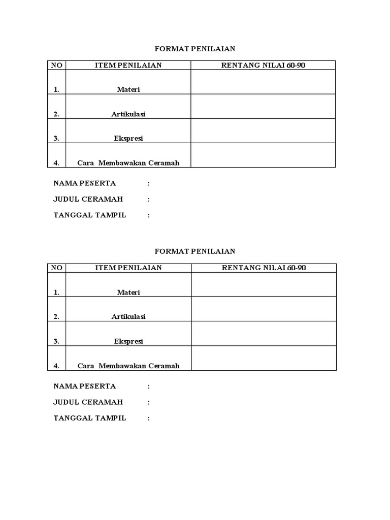 Format Penilaian Ceramah | PDF