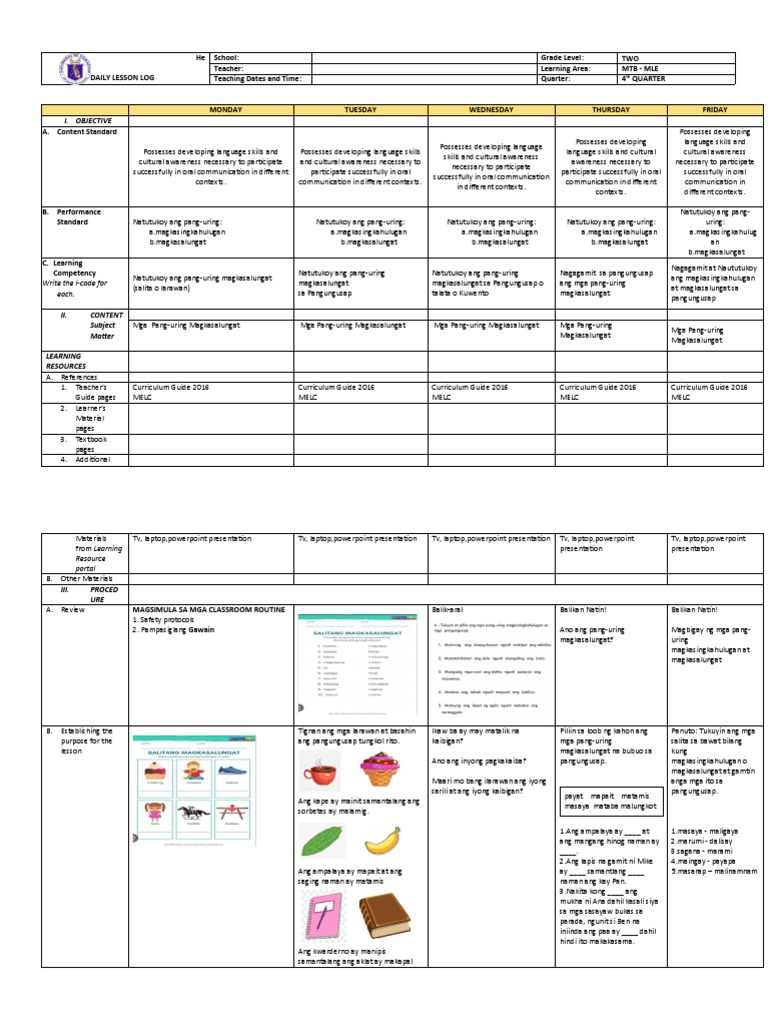 Dll-Mtb-Mle-Q4-Week5 D1-5 | PDF | Curriculum | Communication