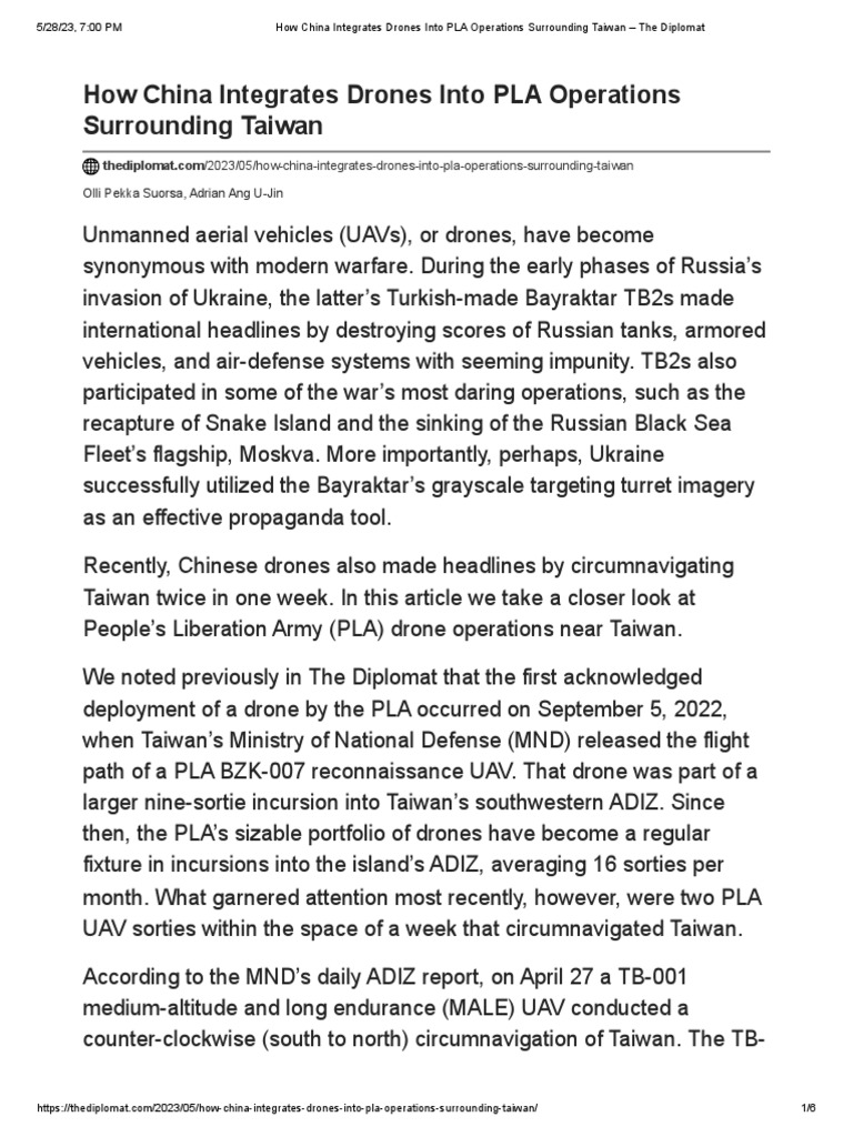 How China Integrates Drones Into PLA Operations Surrounding Taiwan ...