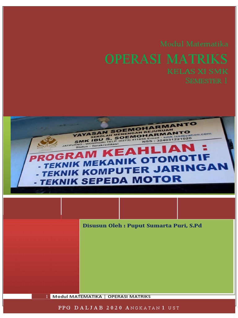 Operasi Matriks: Modul Matematika Kelas Xi SMK | PDF