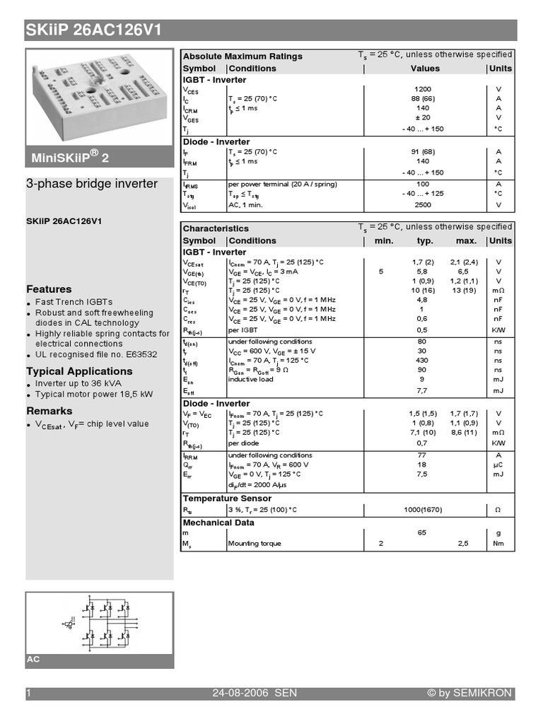 SEMIKRON_DataSheet_SKiiP_26AC126V1_25230100 | PDF | Electrostatic ...