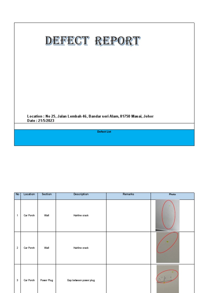 Defect Report | PDF | Stairs | Tile