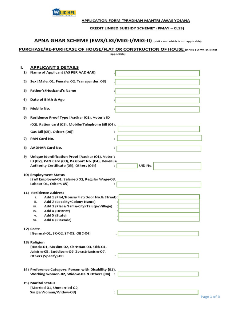 Annexure A - New Application Form Apna Ghar | Download Free PDF ...