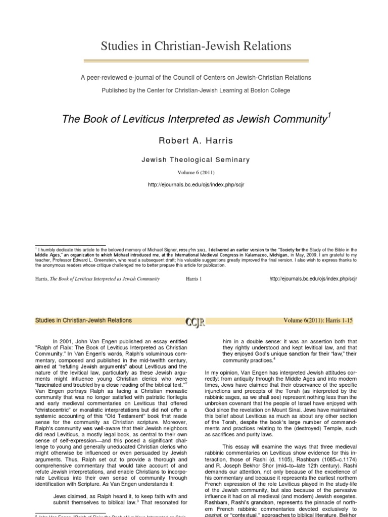 The Book of Leviticus Interpreted As Jewish Commun | PDF