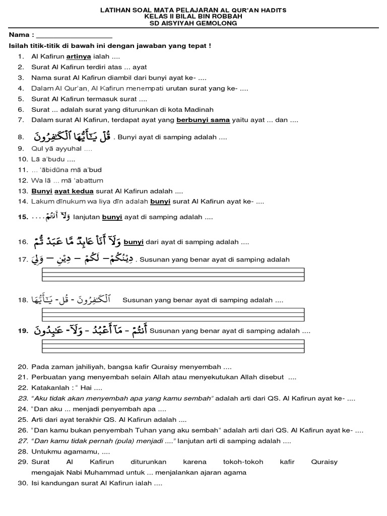 Latihan Uts QH | PDF