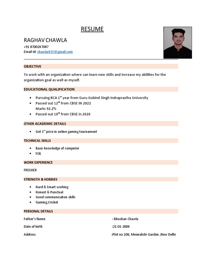 Resume: Raghav Chawla | PDF