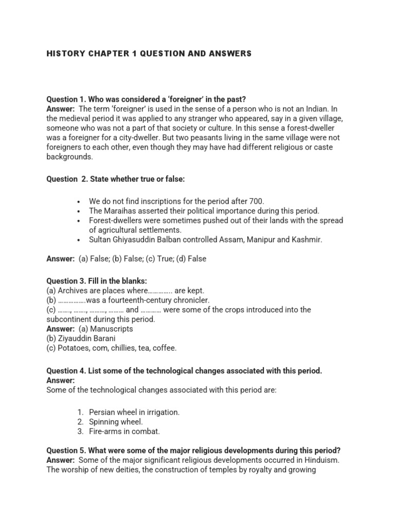 Chapter 1 History Q&A Guide | PDF