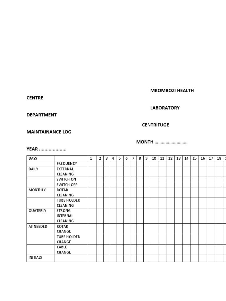 Centrifuge Log | PDF