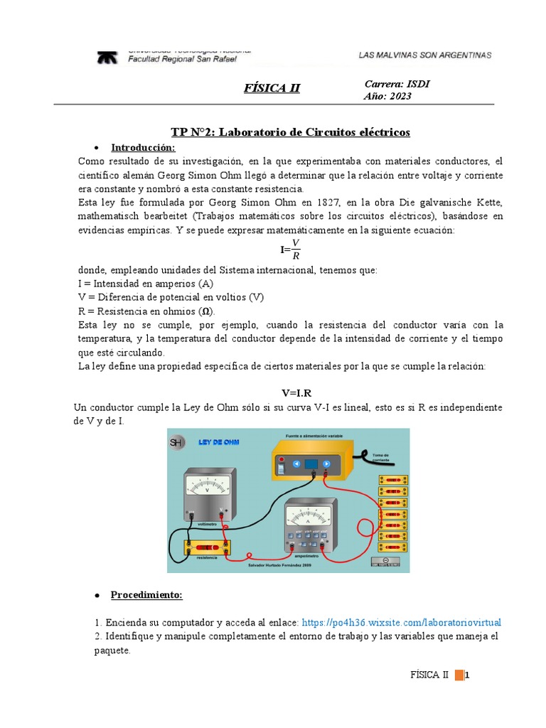 TP N°2-Laboratorio de Circuitos Eléctricos | PDF | voltaje | Física Aplicada e Interdisciplinaria