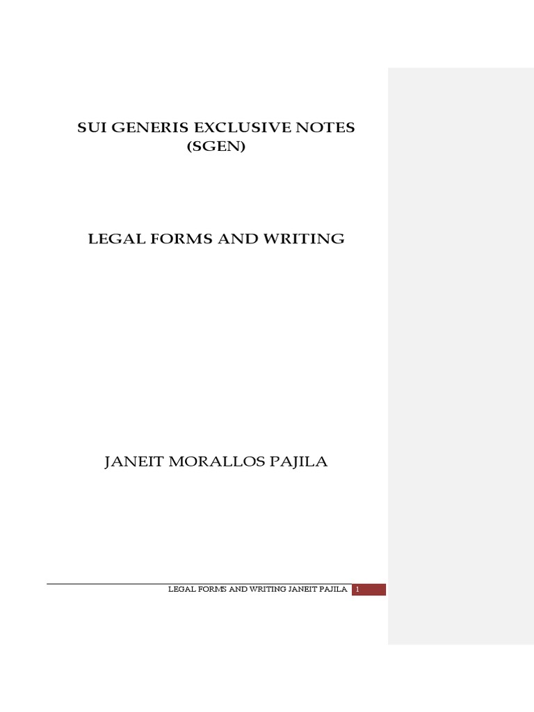 Sui GenerisLegal Forms and Writing | PDF