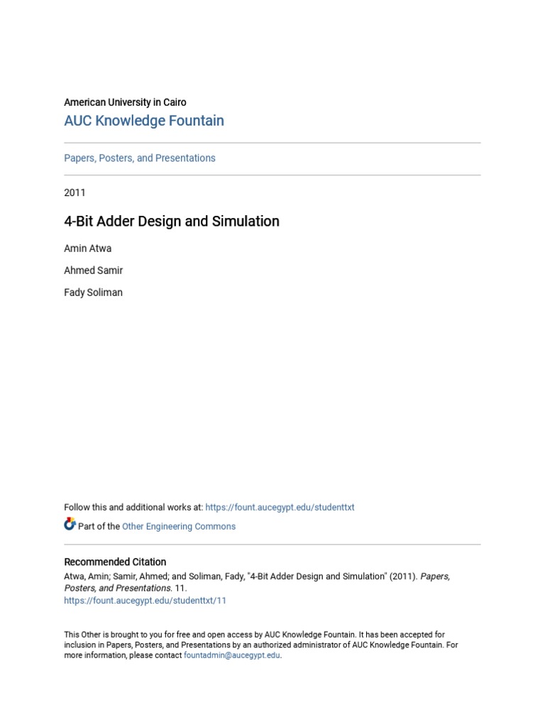 4-Bit Adder Design and Simulation | PDF