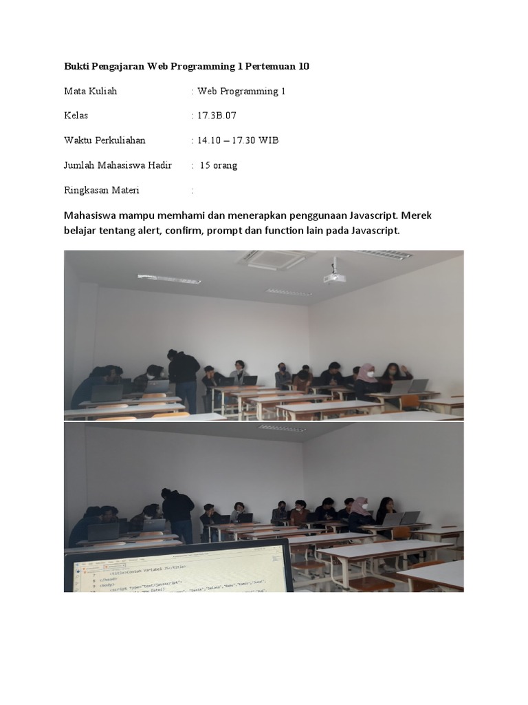 Bukti Pengajaran Web Programming 1 Pertemuan 10 | PDF | Karier & Perkembangan | Seni
