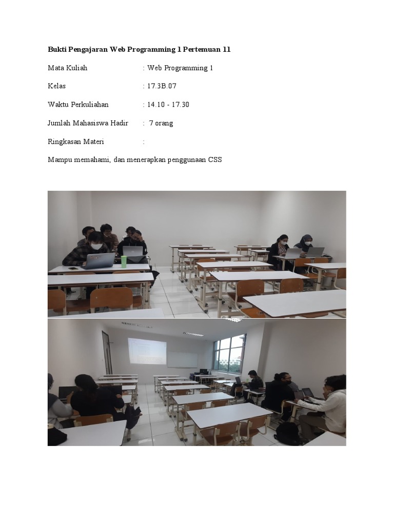 Bukti Pengajaran Web Programming 1 Pertemuan 11 | PDF