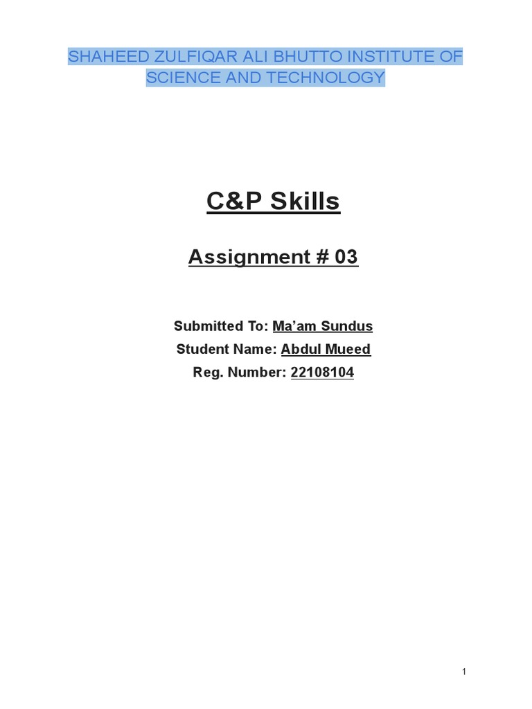 Assignment 03 Pdf Programmer Computing 