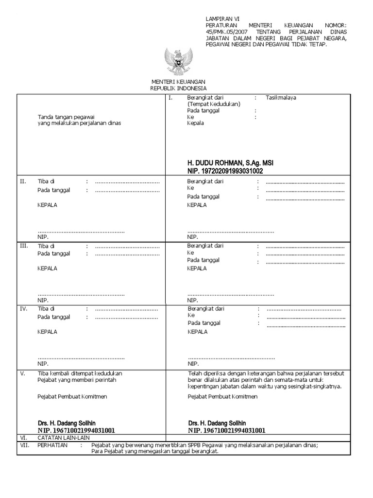 Surat SPPD - Kosong | PDF