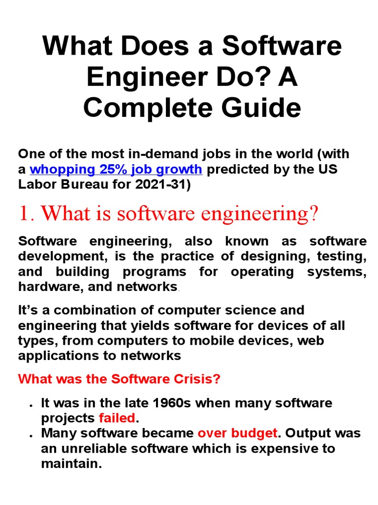 What Does A Software Engineer Do | PDF | Application Software | Software