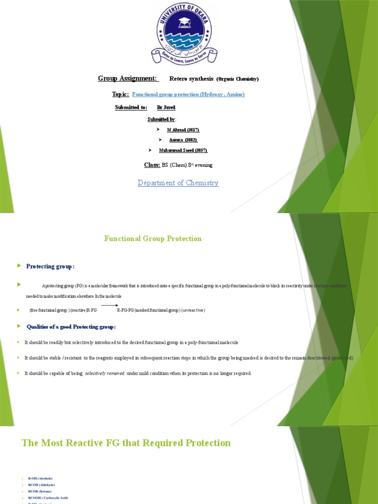 Functional Group Protection | PDF | Amine | Ketone