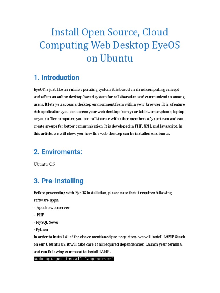 Install EyeOS on Ubuntu Guide | PDF | World Wide Web | Internet & Web