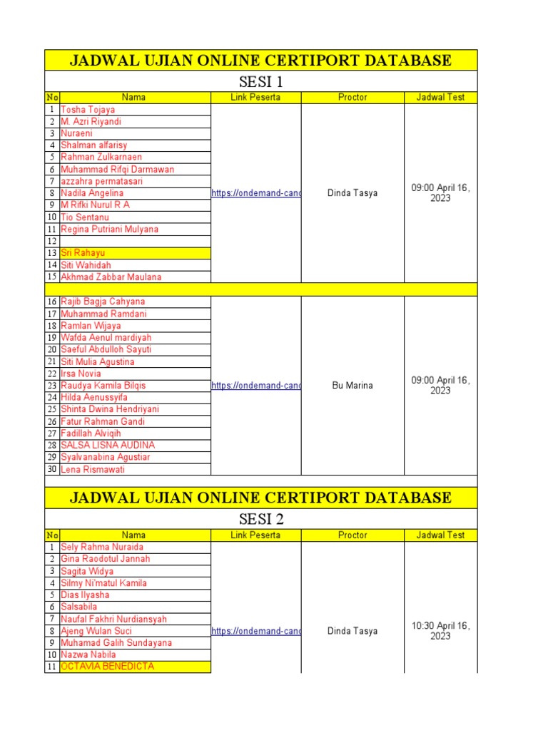 Jadwal Ujian Online Certiport 2023 | PDF
