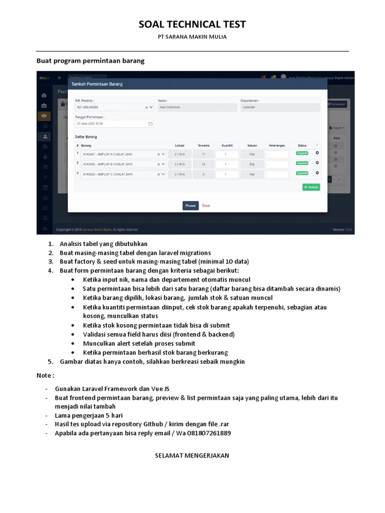 Soal Technical Test - Senior Programmer | PDF