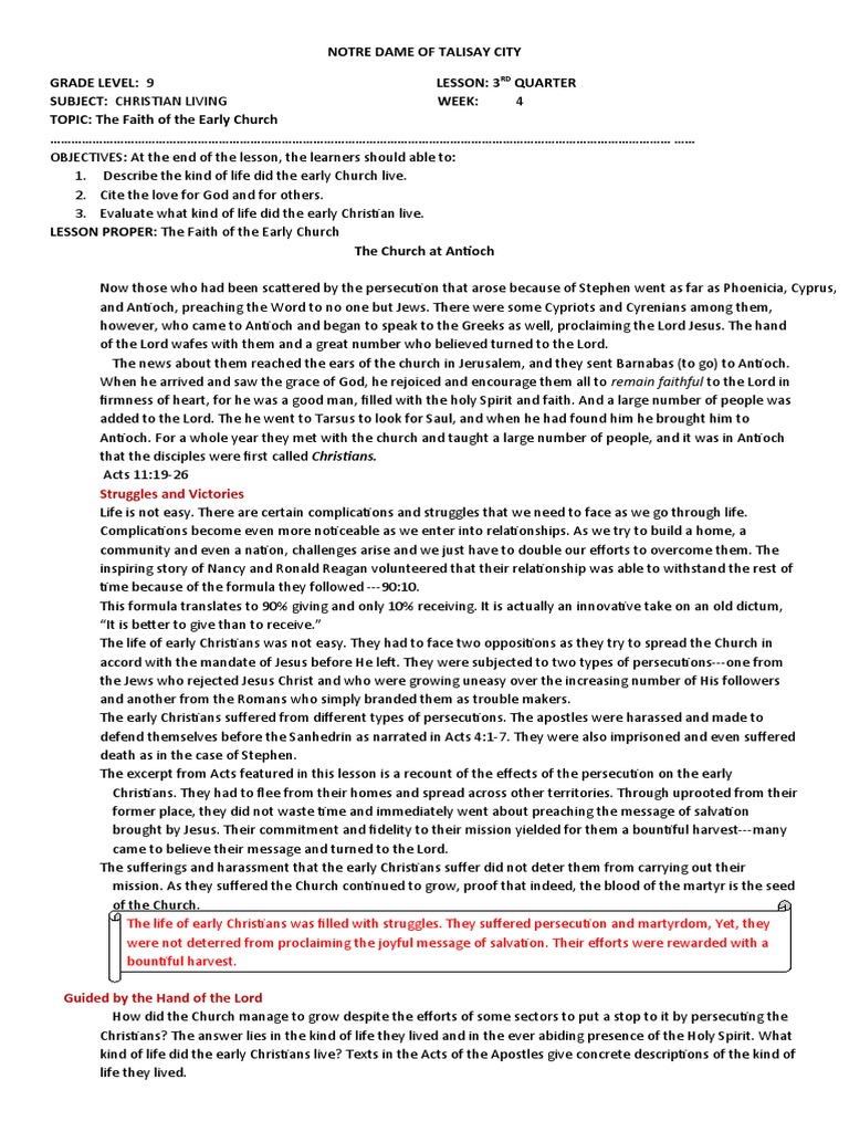 Christian Living Module 20week 20 | PDF | Acts Of The Apostles | Jesus