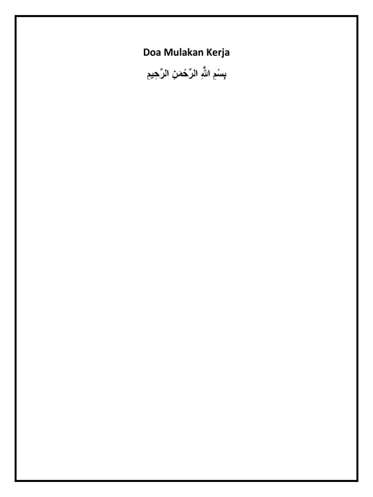 Doa Mulakan Kerja (Baru) | PDF
