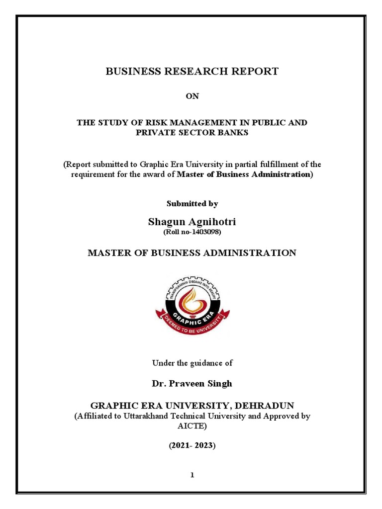 Shagun Dissertation Report 2023 | PDF | Risk | Risk Management