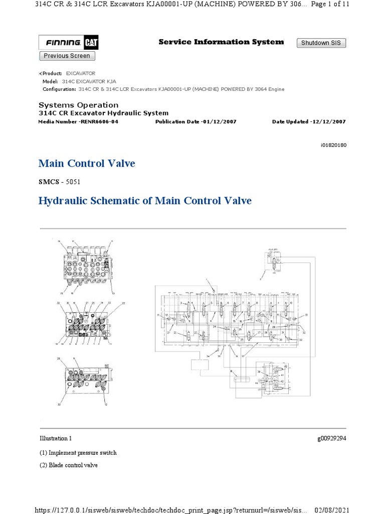Cat314 MCV | PDF | Valve | Pump