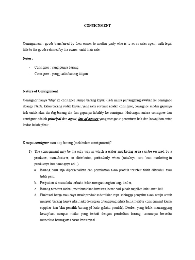 Consignment | PDF | Bisnis | Hukum