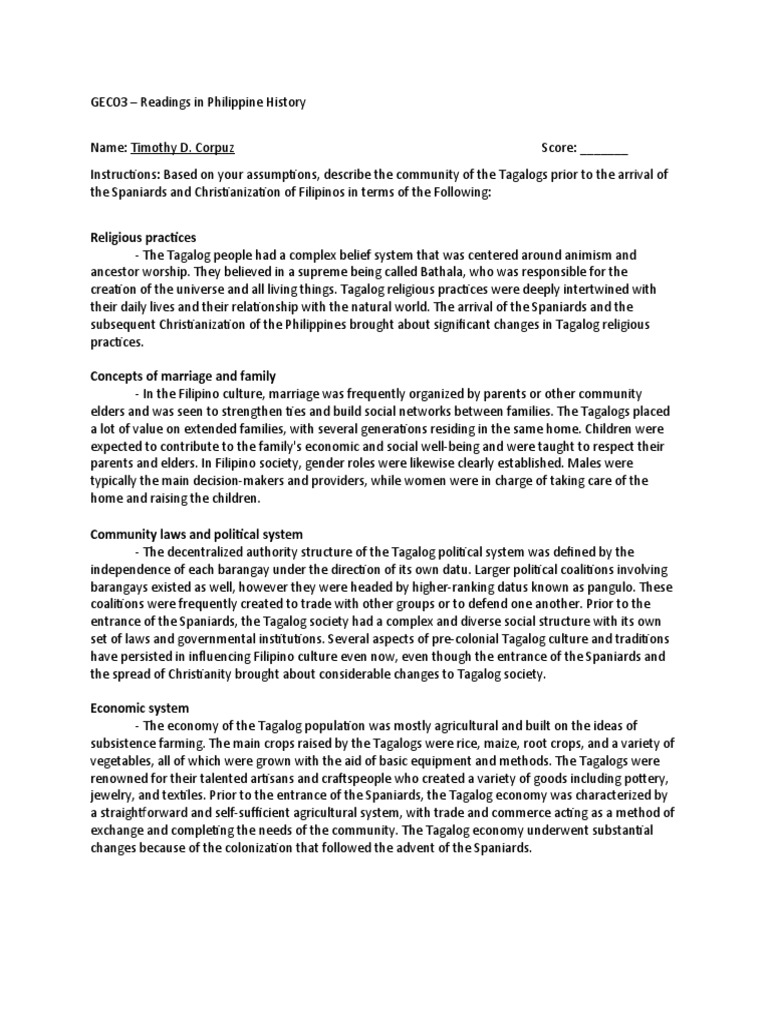 Customs of The Tagalog Performance Task | PDF | Philippines | Tagalog ...