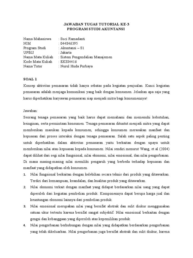 T3 - Sistem Pengendalian Manajemen - EKSI4416 | PDF