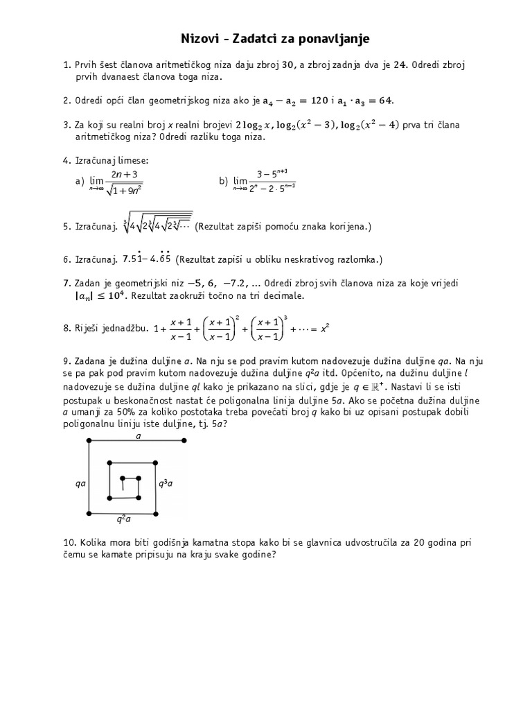 Nizovi - Zadatci Za Ponavljanje | PDF
