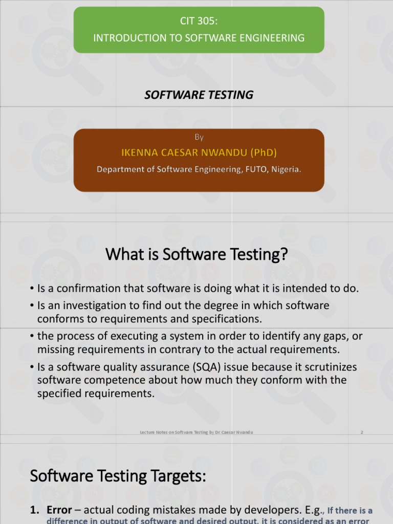 Cit 305 Software Testing Pdf Software Testing Test Driven Development