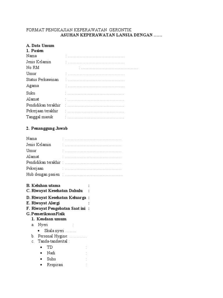 Format Pengkajian Keperawatan Gerontik | PDF