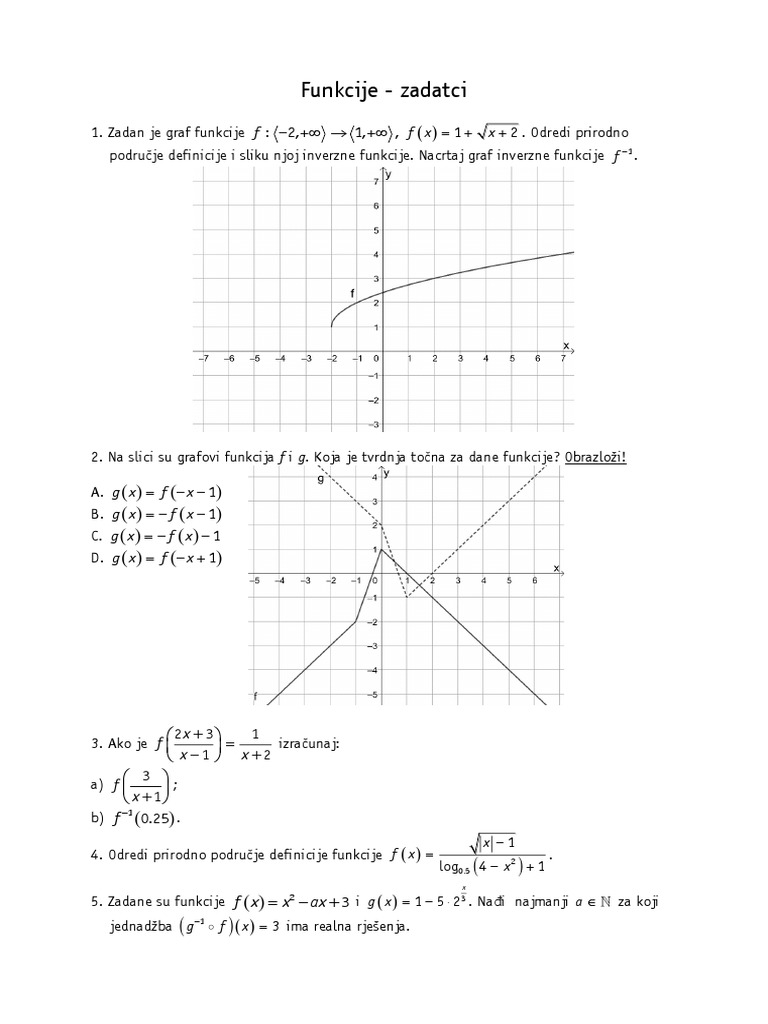 Funkcije - Zadatci | PDF